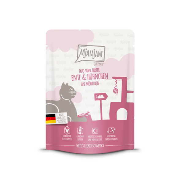 Katzen - Nassfutter MjAMjAM Adult DUO von zarter Ente & saftigem Hühn ...